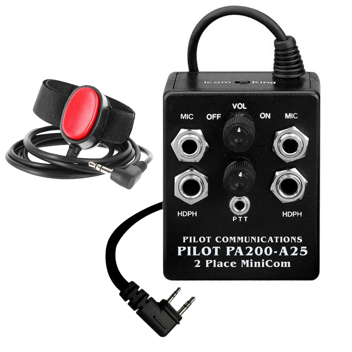 Pilot PA-200A25 2 place Portable Voice Activated Aviation Intercom ...